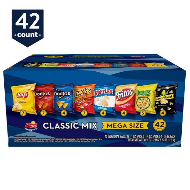 Buy Online Frito Lay Classic Mix Chips Variety Pack, 38.75 oz, 42 Count ...