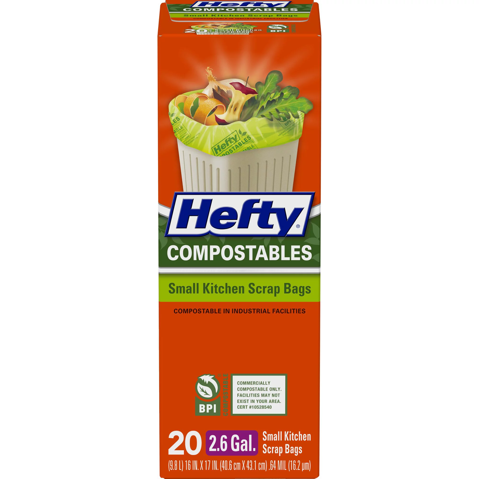 Buy Online Hefty® Compostable Kitchen Scrap Trash Bags, 2.6 gallon, 20 ...