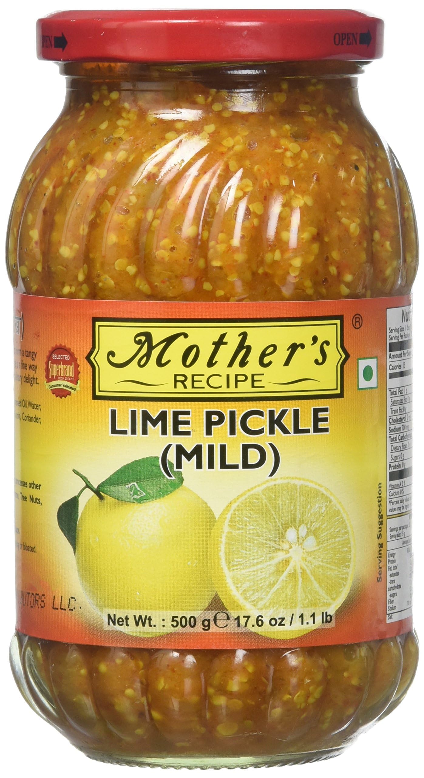 Buy Online Mother's Lime Pickle (MILD) - 17.5 Oz (500 Gm) | NJ USA.