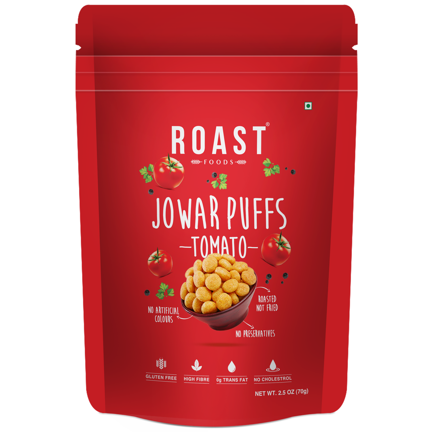 Buy Online Roast Foods Jowar Puffs - Tomato (70 Gm) | USA.