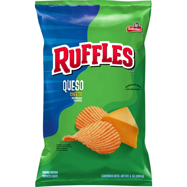Buy Online Ruffles Potato Chips Queso Cheese Flavored 8 Oz | Kesar Grocery.