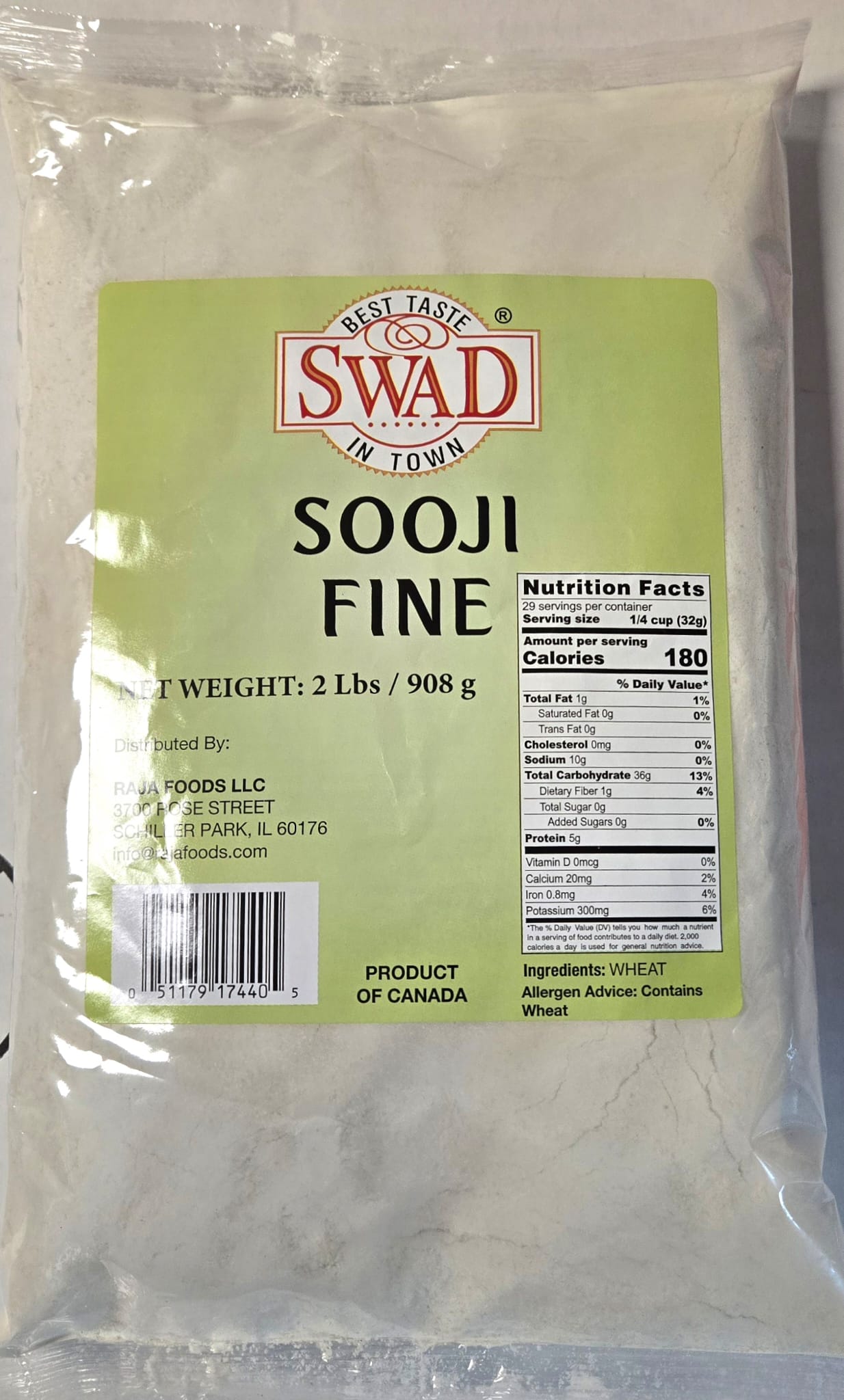 Buy Online Swad Sooji Fine - 2 Lb (908 Gm)| NY USA.