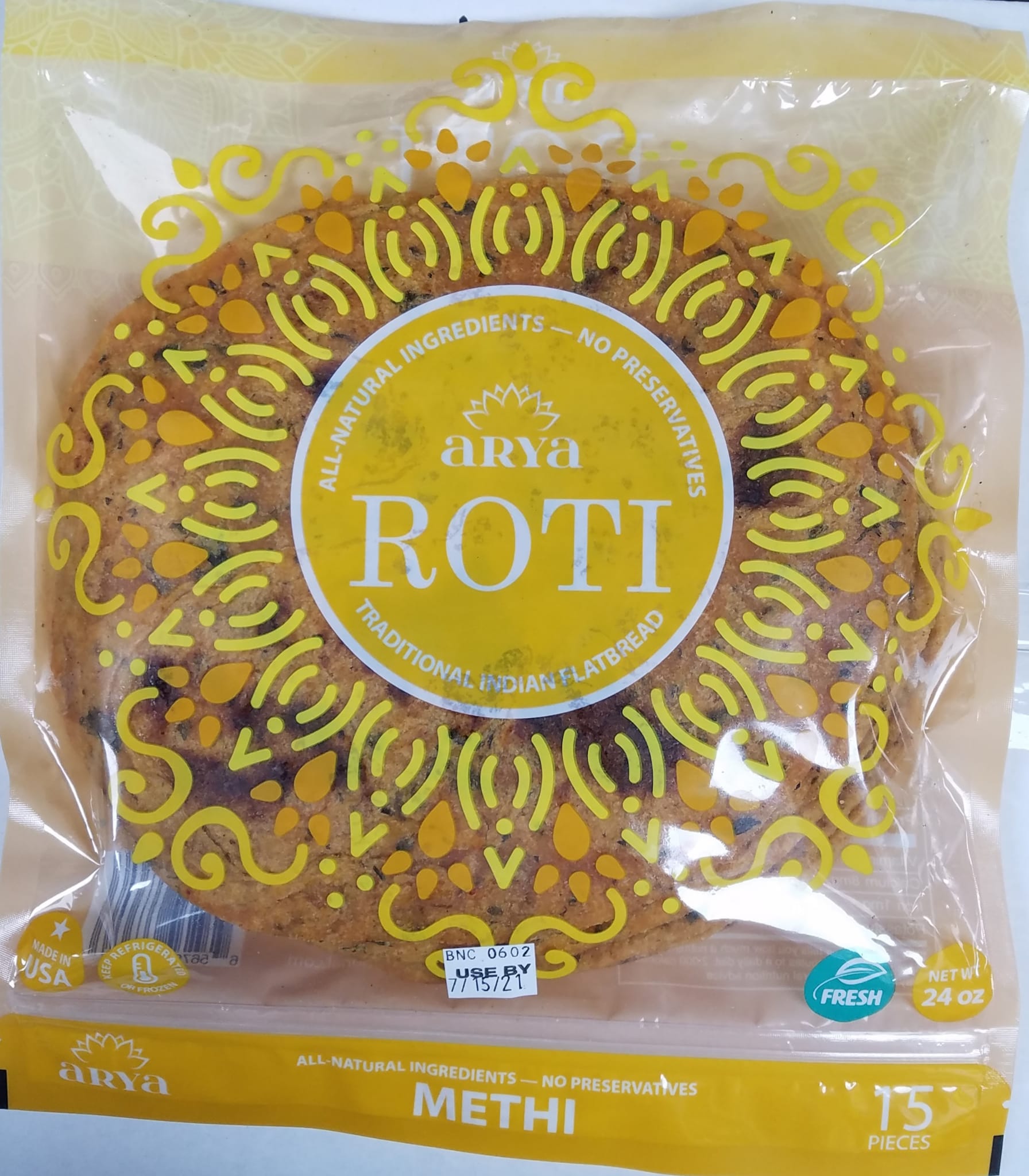 Buy Online Arya Methi Roti (15 PCS) | NJ USA.